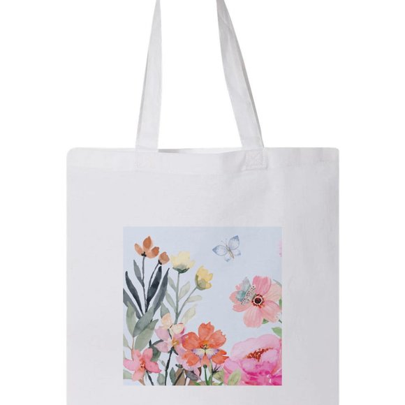Bags | Flowers Art Design Tote Bag | Poshmark